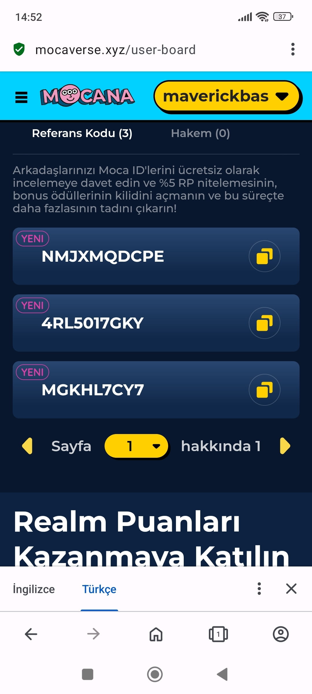 3 invitation codes have been given for $Moca ID. If any of y ...