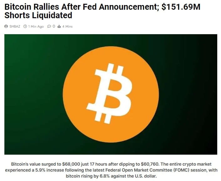 Bitcoin Rallies After Fed Announcement; $151.69M Shorts Liqu | Cht-Calls on Binance Square