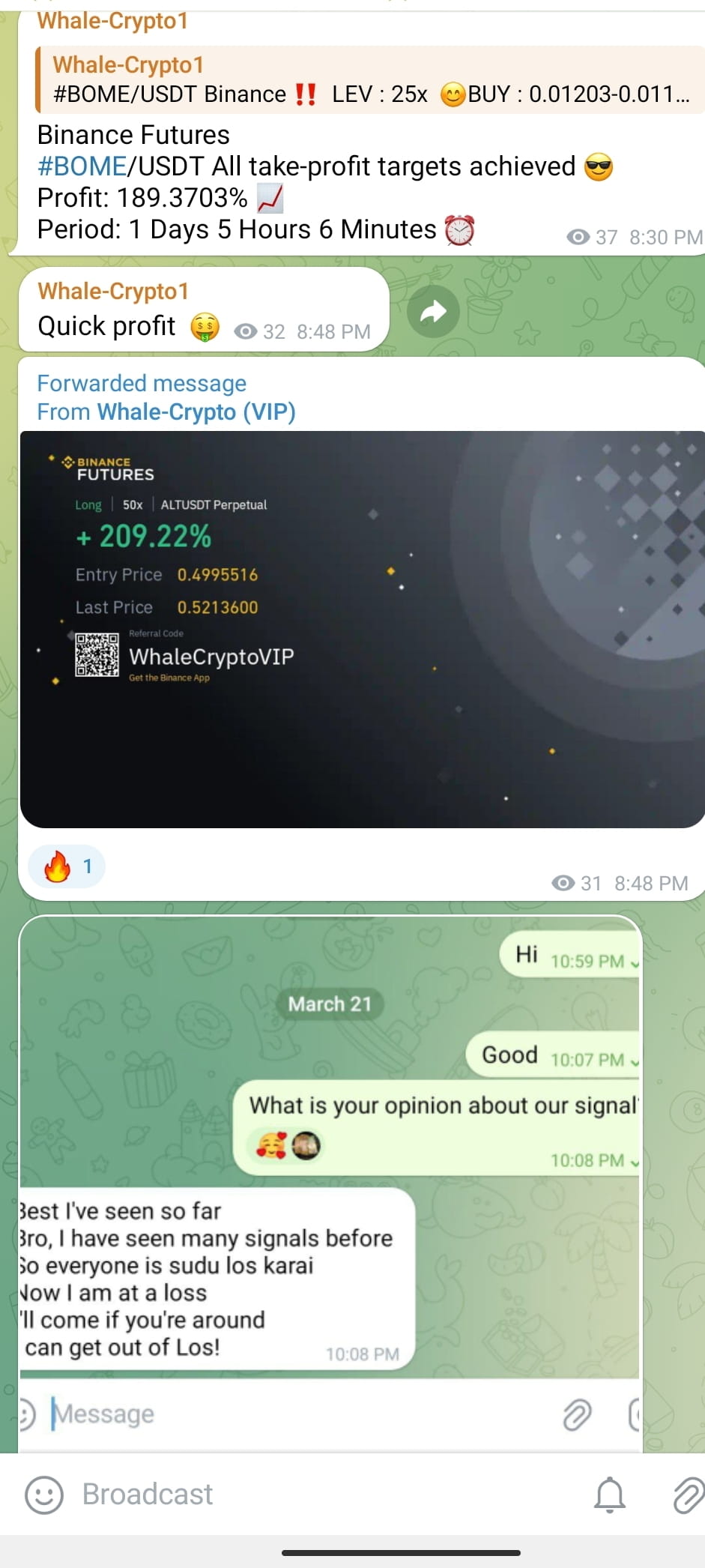 ⚡Free Signals ⚡ Today Profit 🤑 #BOME 189%+📈 #SSV/USDT 308 | Whale-Crypto1 on Binance Square