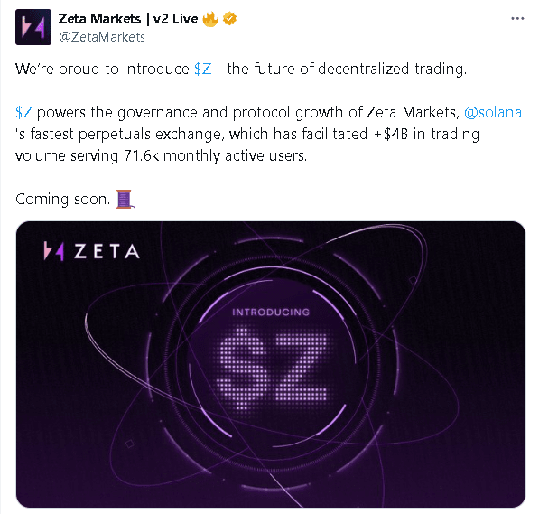 Zeta Markets announces Z token economics: total supply is 1 | Derive on ...