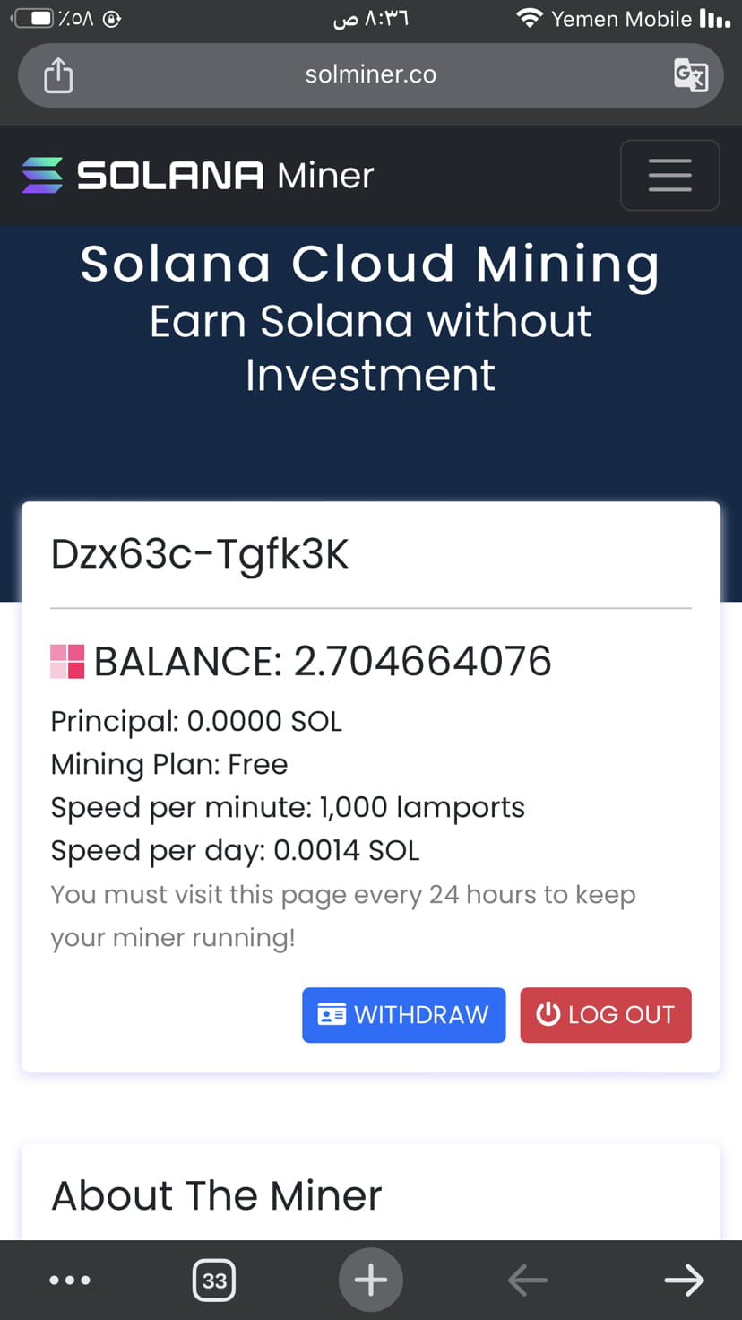 #solana Solana coin mining (SOL), withdraw in five minutes, | Jada ...