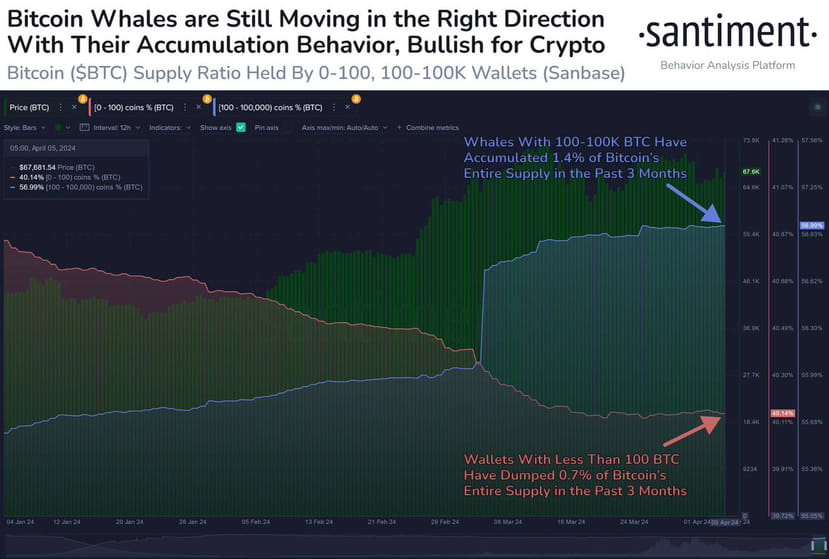 According to the data; Whales with 100 to 100,000 BTC have c | Last of ...