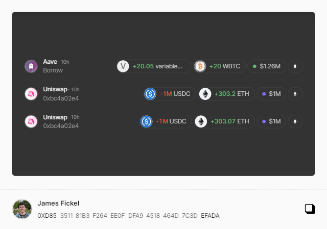 Once again, approximately 10 hours ago, James Fickel borrowe ...