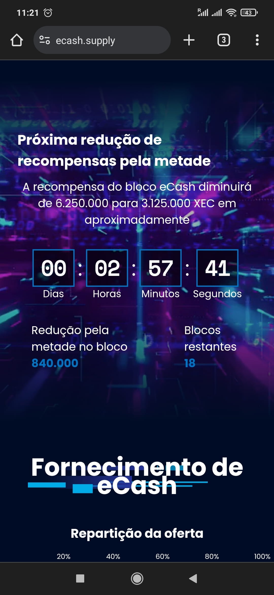 #XEC Less than 3 hours to go until the ecash halvin, how far | ALPHA NOTÍCIAS on Binance Square