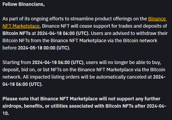 Heads up, #NFT fam! Binance is saying goodbye to Bitcoin NFT | YG crypto on Binance Square