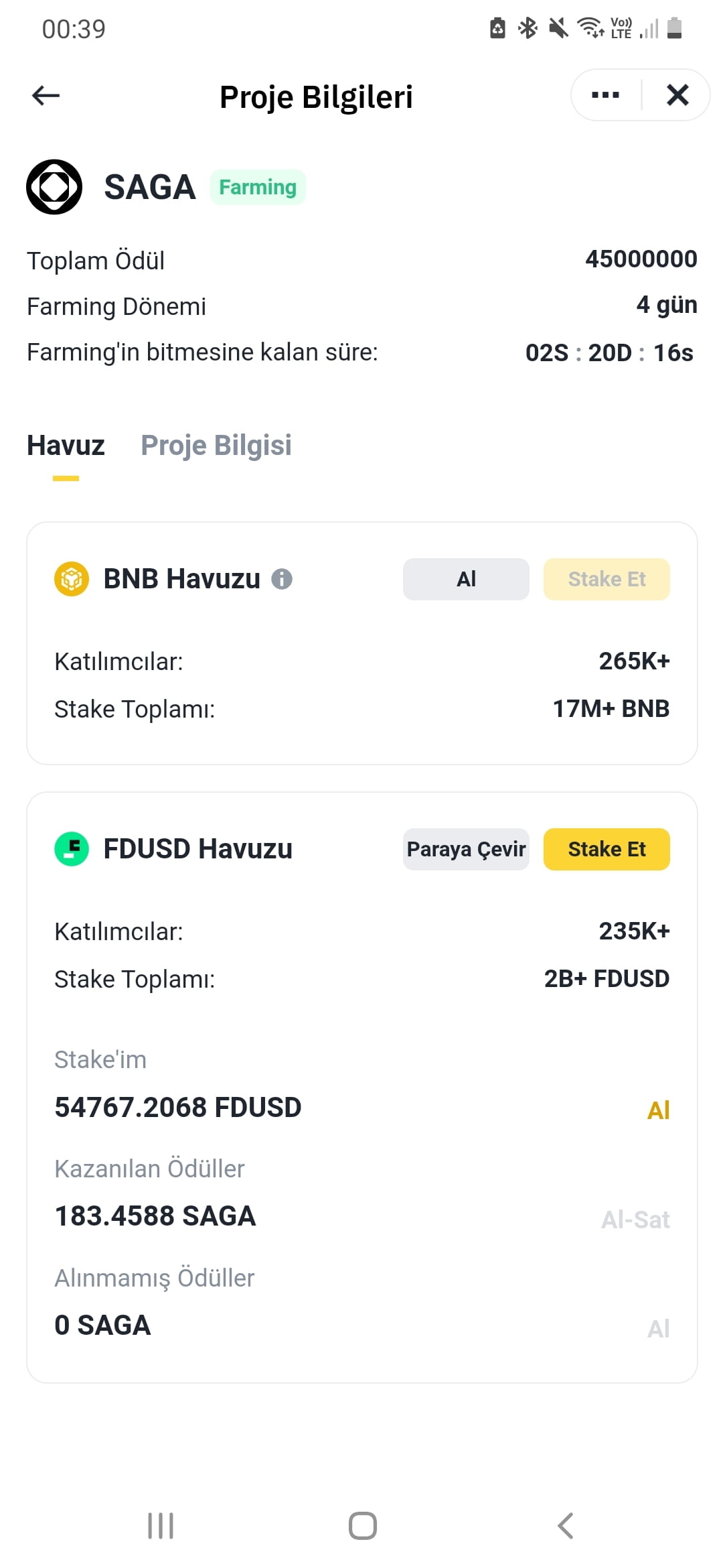 My buying and selling price predictions for the SAGA project | Yapay ...