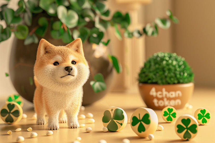 A cute little doggie sporting a 4chan token bow, the epitome | matou lahi on Binance Square