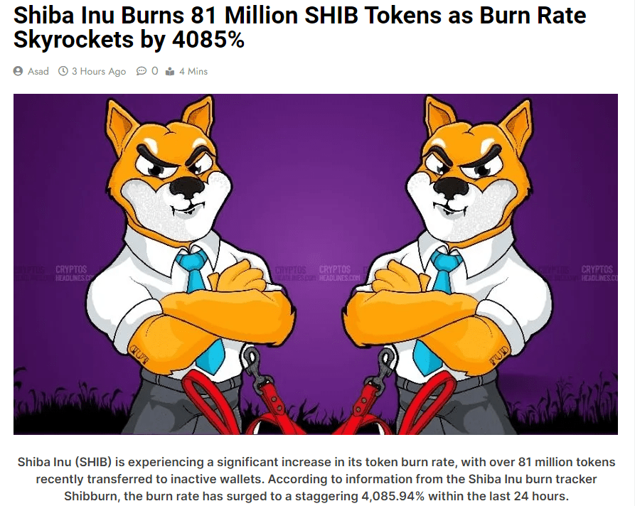 Shiba Inu Burns 81 Million SHIB Tokens as Burn Rate Skyrocke | Cryptos ...