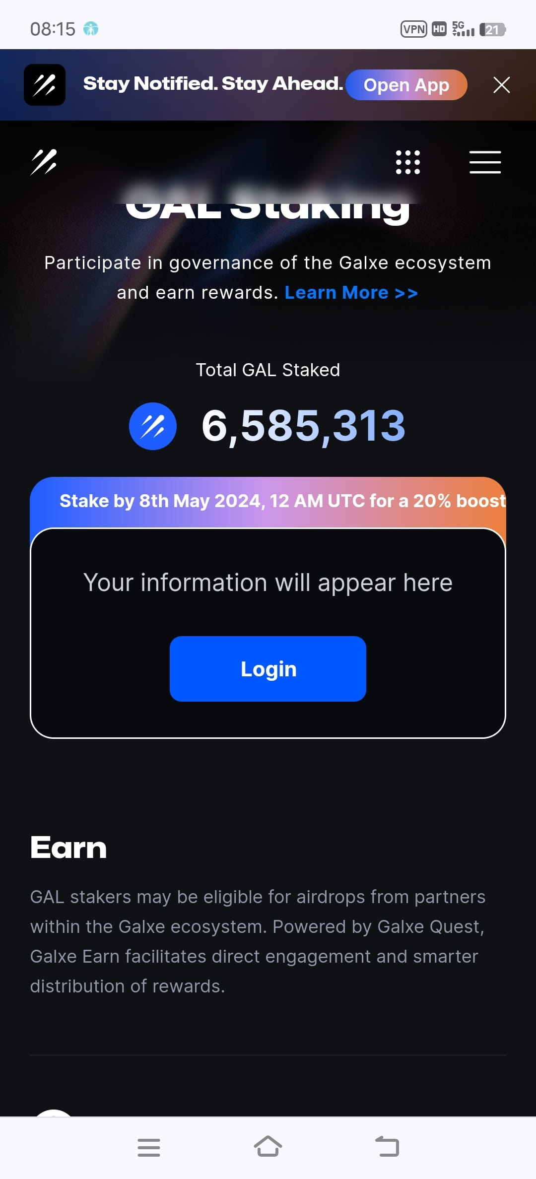 GAL staking has reached 6.5 million, so awesome... Staking w | Galxe 头号粉丝G on Binance Square