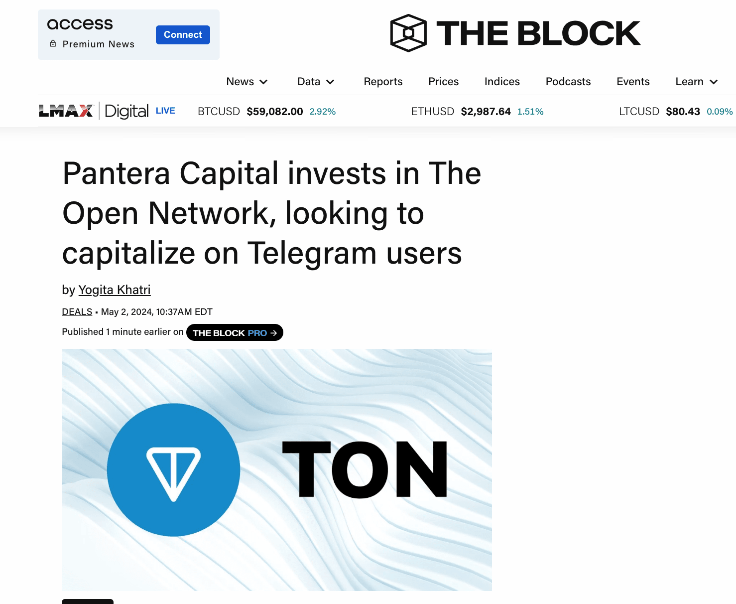 Фонд Pantera Capital инвестировал в TON. Об этом сообщает #T | Proekt_73 на Binance Square