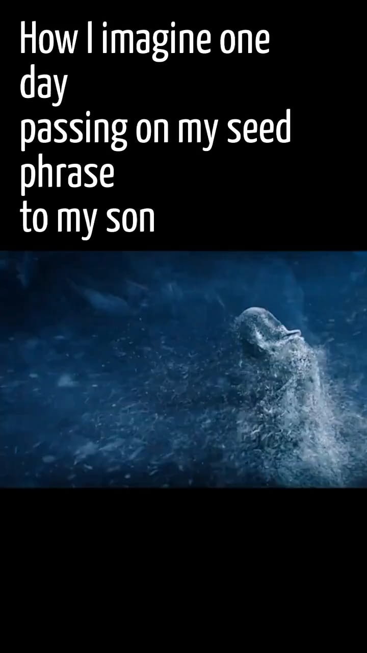 How I imagine one day passing on my seed phrase to my son 😅 | Enes on ...