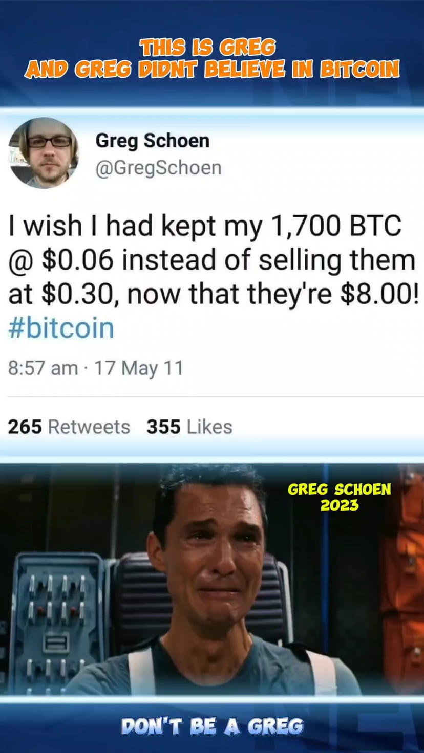 DON’T BE A GREG 🫤 #CryptoNewsCommunity #Cryptomemes #bitcoin☀️ #BTC☀ ...
