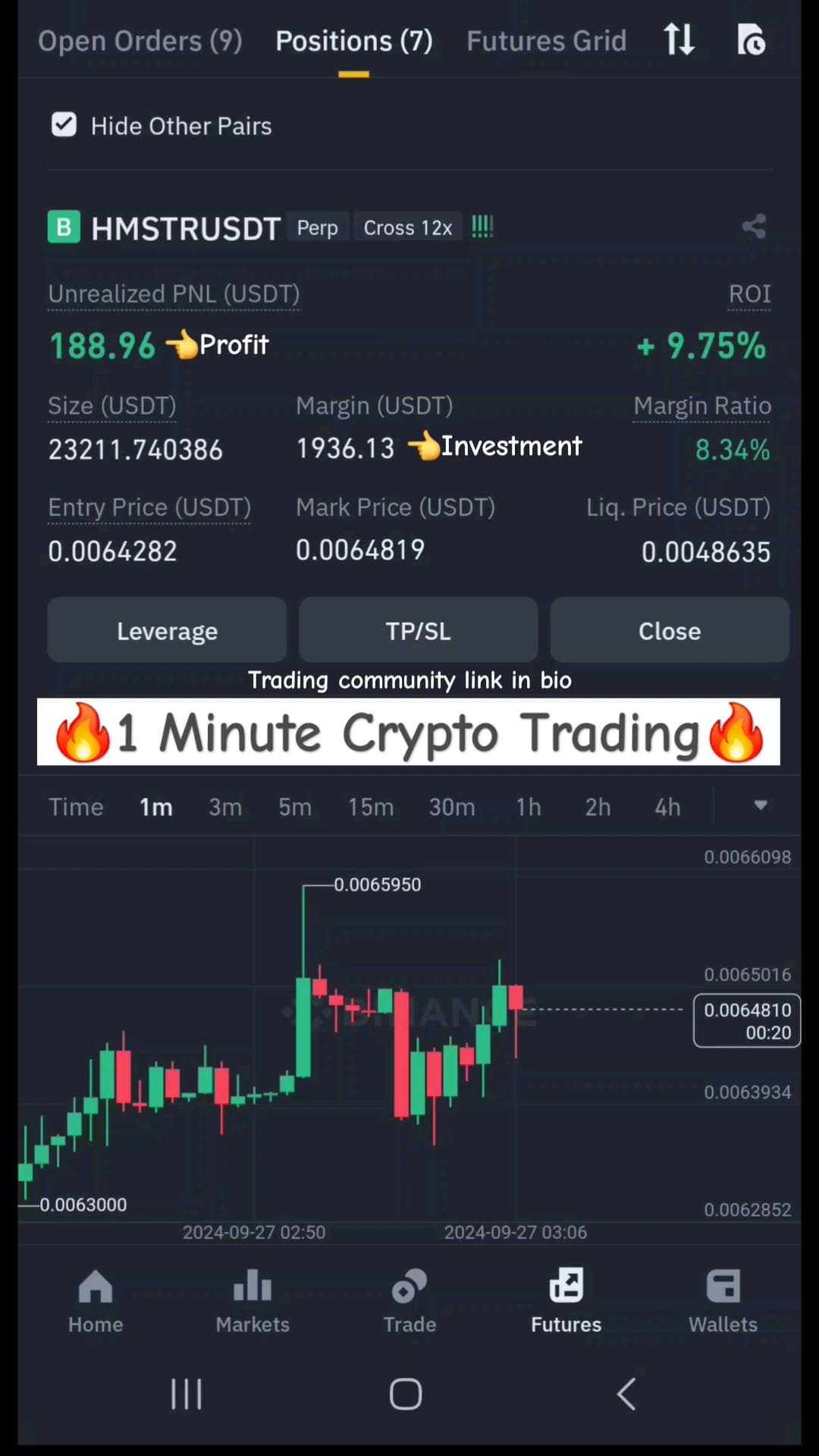 1 minutes crypto Trading #BinanceTurns7 #WeAreAllSatoshi #btc70k #USDT ...