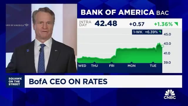 "BofA CEO Brian Moynihan predicts two more rate cuts by the Fed this ...