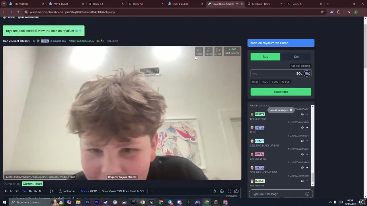 🚀 A kid launched a memecoin live and instantly rugged, dumping 51M ...