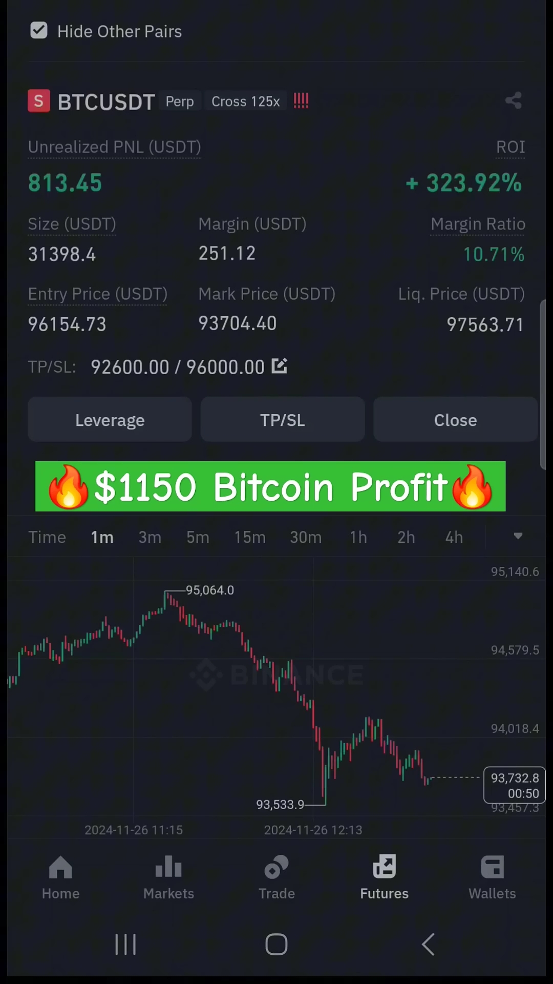 $1150 Bitcoin Trading Profit in Binance 🔥🔥🔥 Crypto Trading # ...