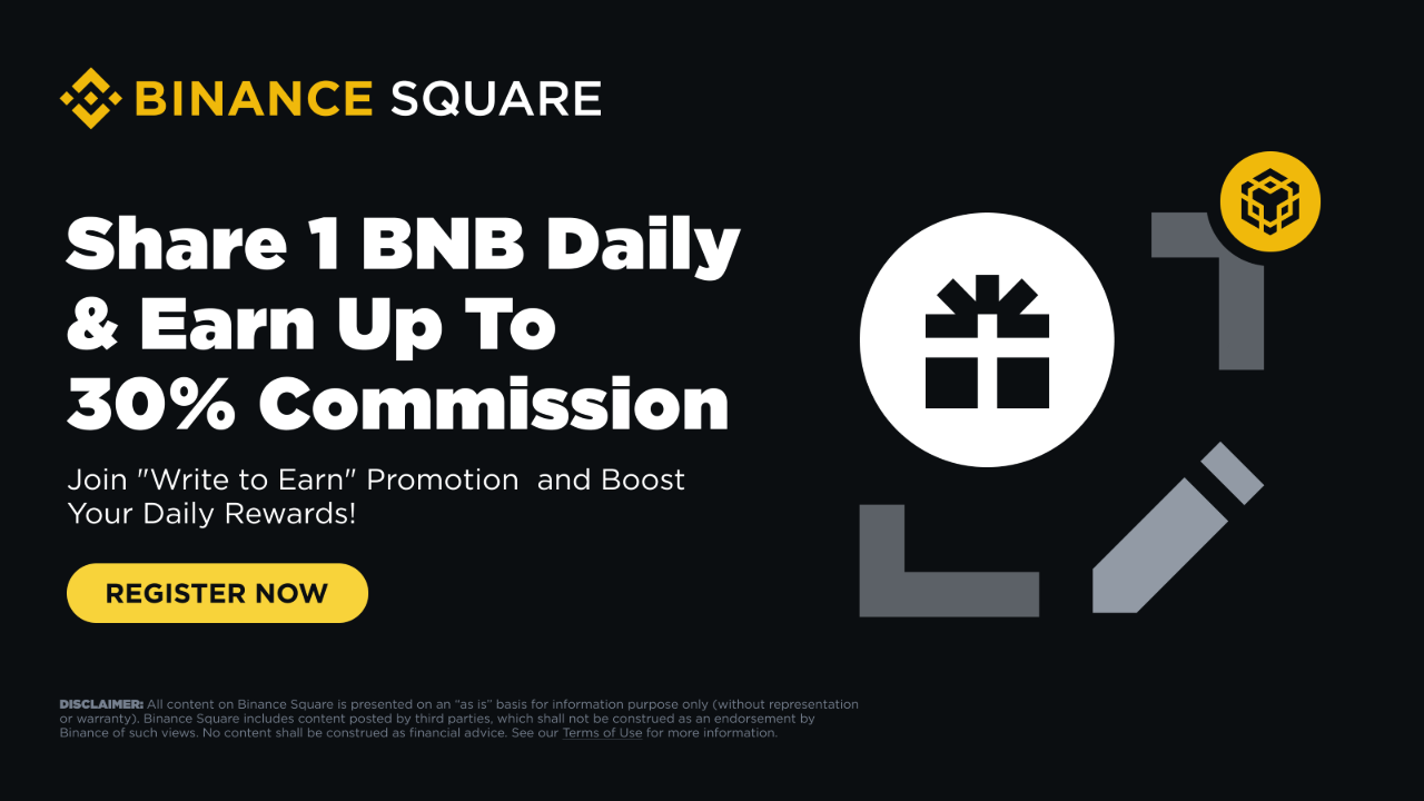 Share 1 BNB Daily & Earn Up to 30% Commission! | Binance Square Official on Binance Square
