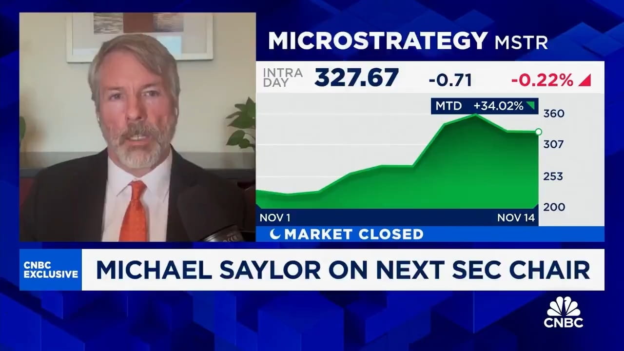 Michael Saylor says "we're going to see an end to the war on crypto ...