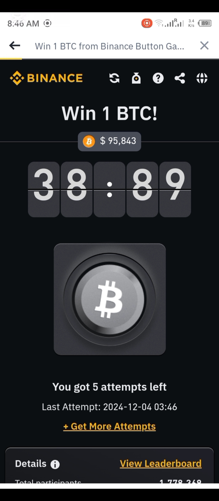 😭😭😭 Binance Bitcoin press button Game Scam win but no prize 😔# ...