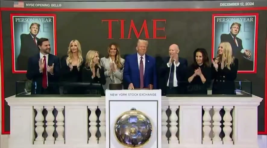 JUST IN: 🇺🇸 President-elect Trump rings New York Stock Exchange opening ...