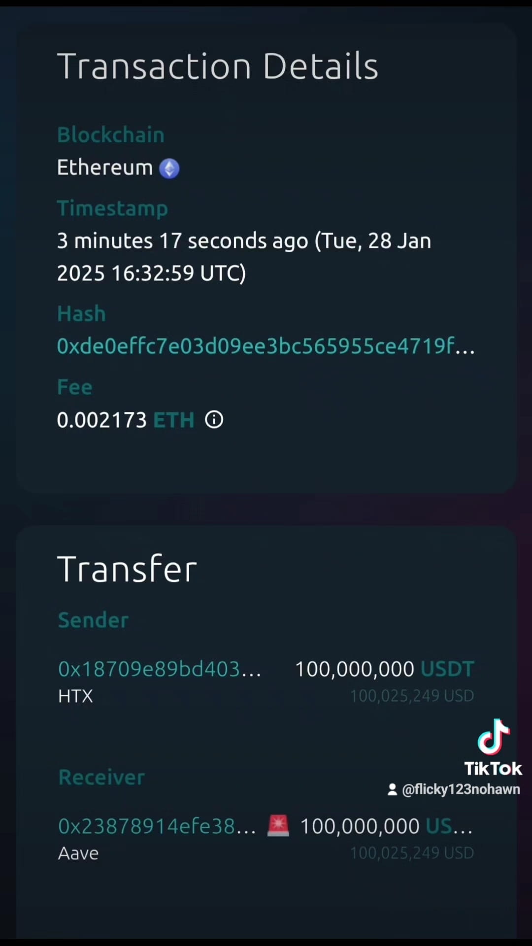 🔴$USDT WHALE ALERT ️ $100M Valued USDT Moved to Aave! 🐋💸 100,000,000 $USDT (valued at ...
