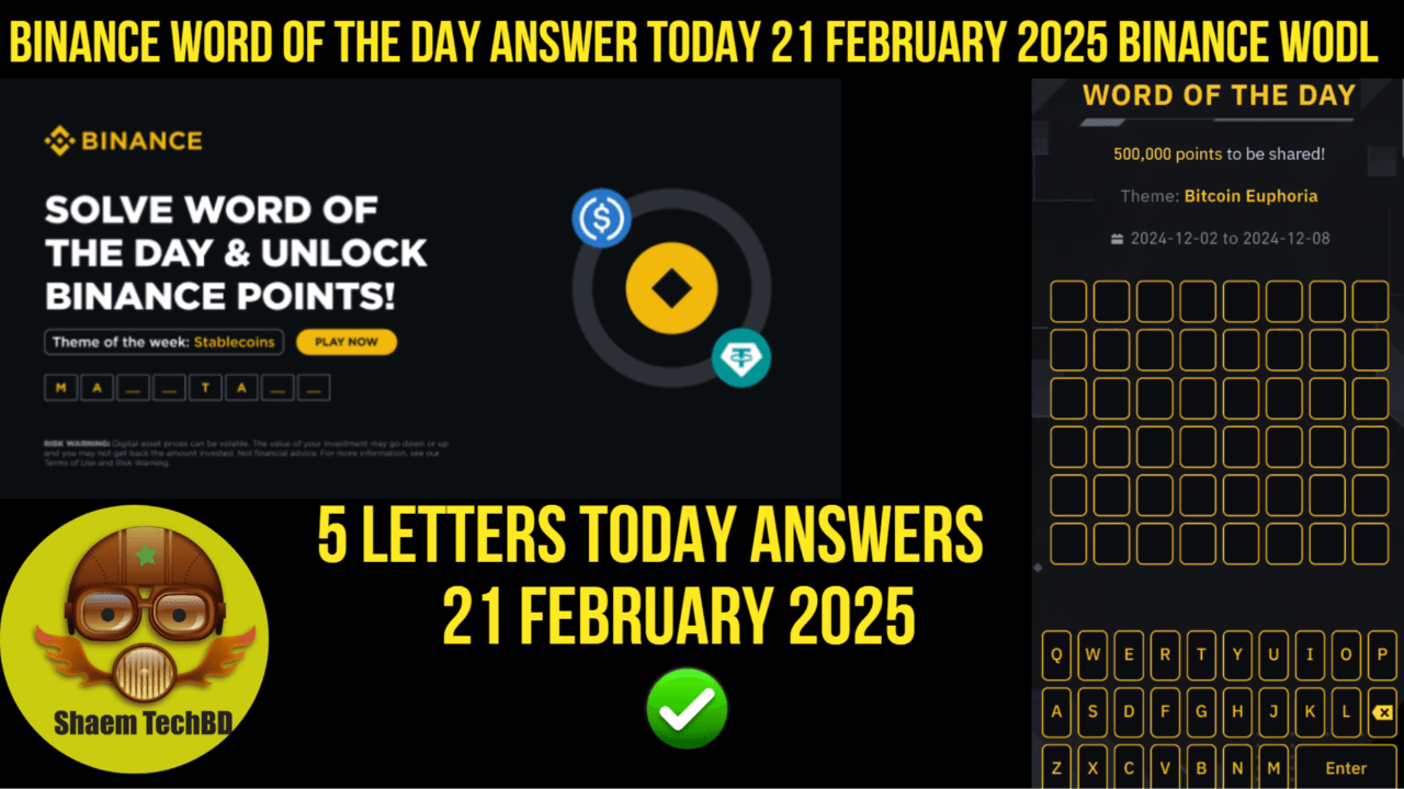 Binance Word of the Day 4 Letters Today Answers | Binance Word of the Day Answer 17 February ...