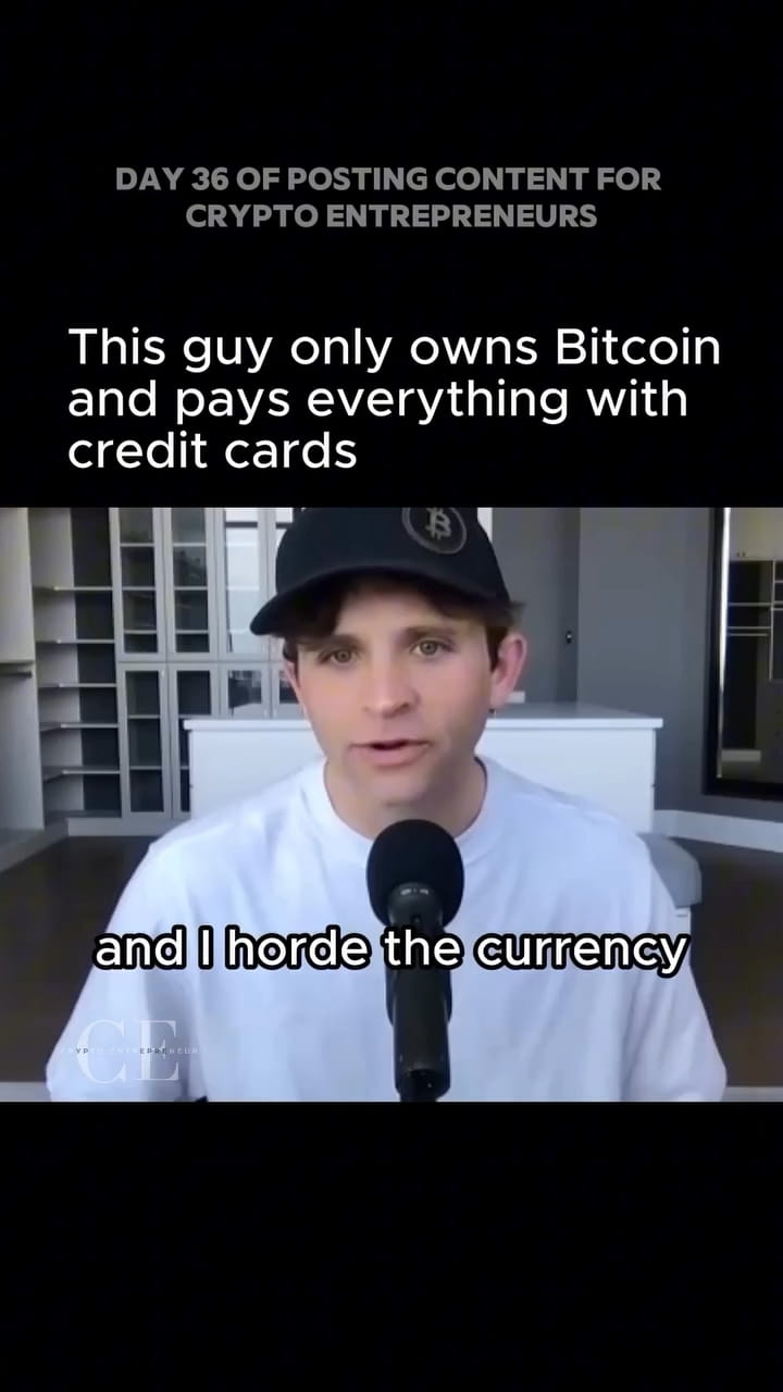 This guy only owns Bitcoin and pays everything with credit cards # ...