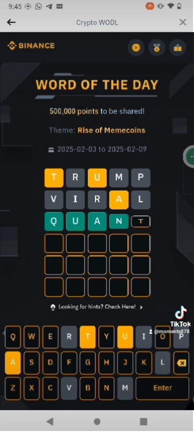 9th February 📌 3 ️FUN 4 ️DOGE, RISK, JOKE 5 ️QUANT , TOKEN , TRUMP ...