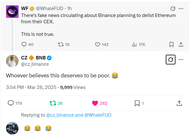 There's fake news circulating about Binance planning to deli | Crypto ...