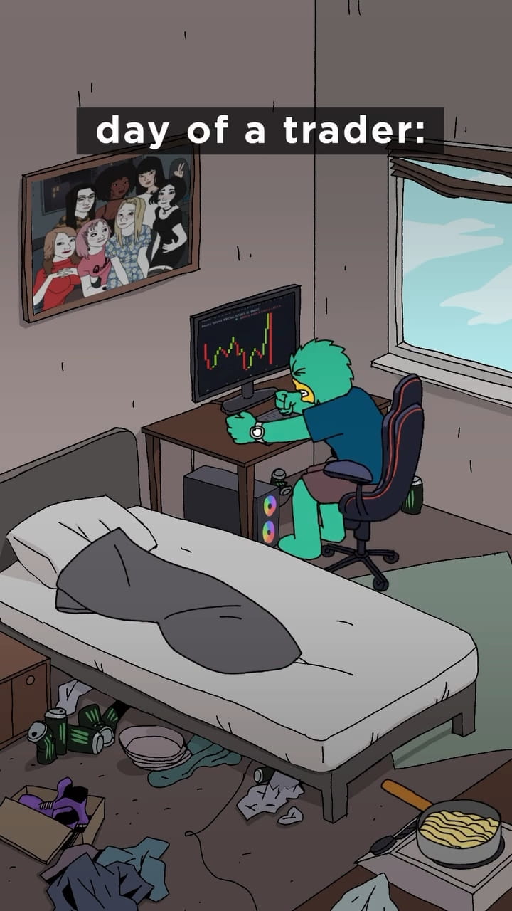 A Crypto Trader’s Daily Struggle Wake up, check BTC—heart races. Up ...