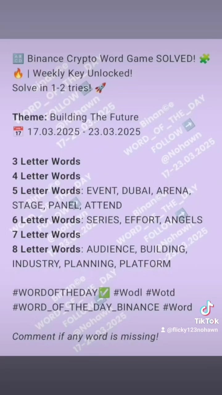 🔠 Binance Crypto Word Game SOLVED! 🧩🔥 | Weekly Key Unlocked! Solve in ...