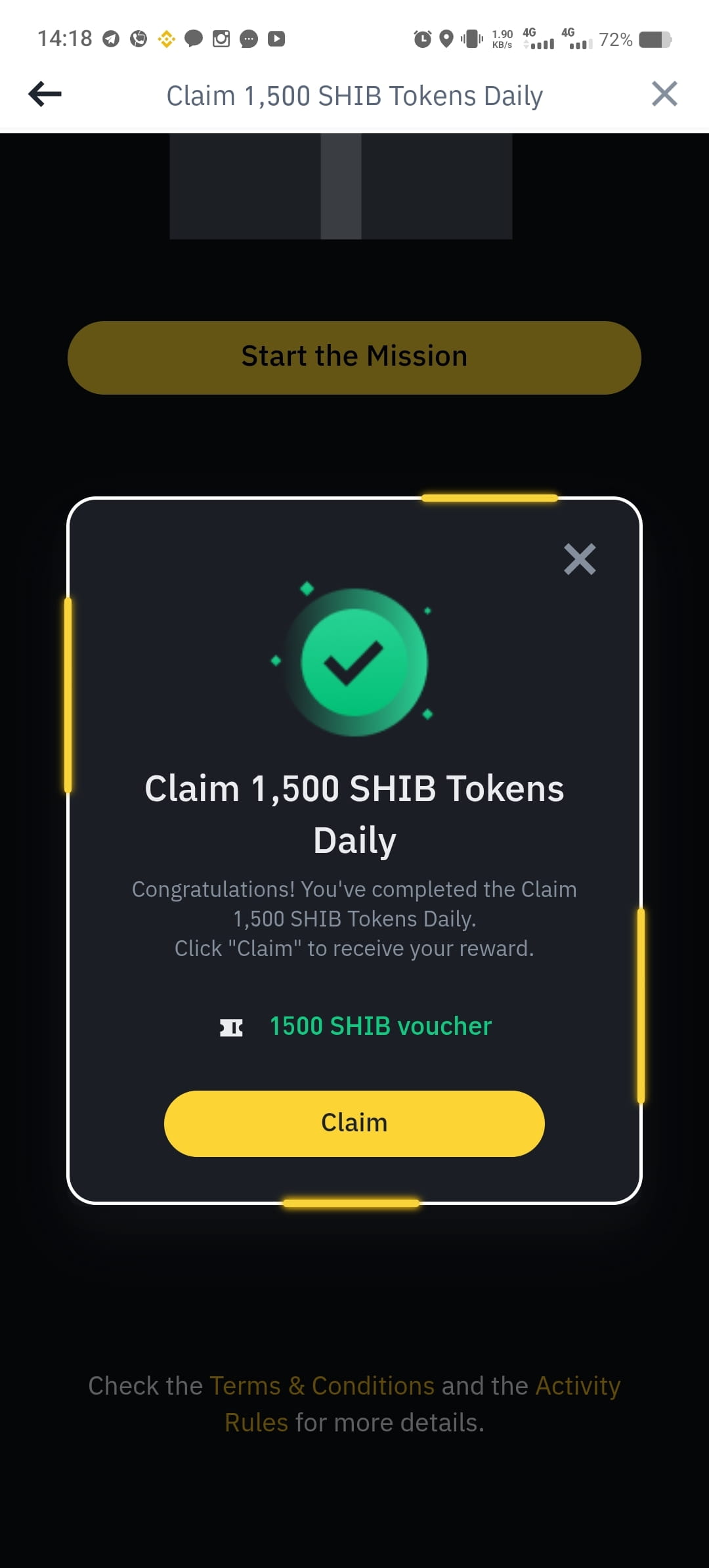 Don't forget to claim you daily COIN 1-CLAIM 1500 SHIBA TOK ...
