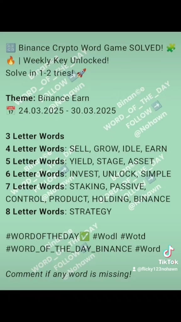 🔠 Binance Crypto Word Game SOLVED! 🧩🔥 | Weekly Key Unlocked! Solve in 1 ...