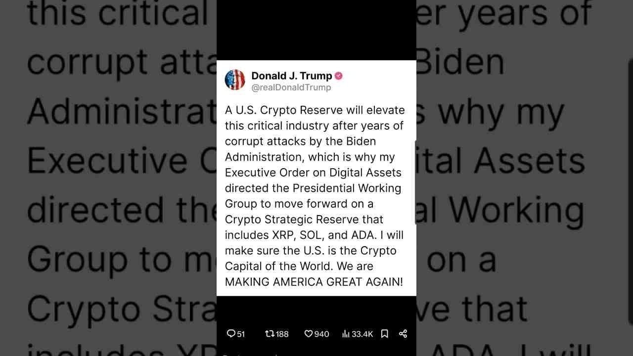 BREAKING NEWS TRUMP EXECUTIVE ORDER ADDS XRP TO US STRATEGIC CRYPTO ...