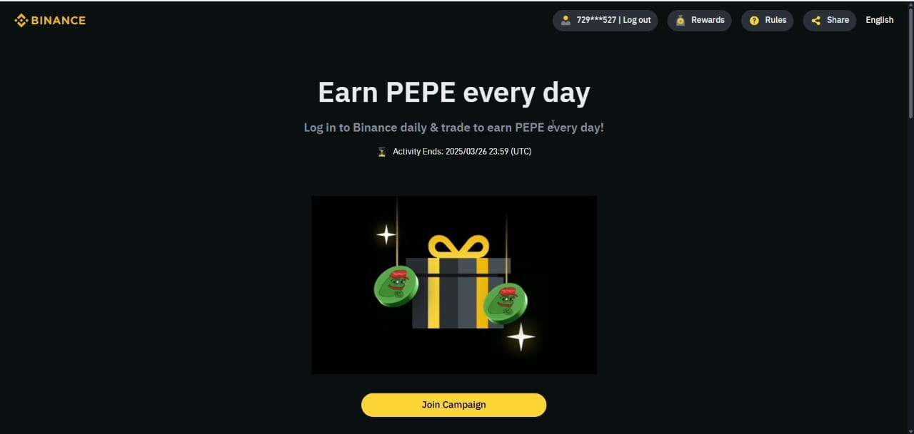 First Link - [Claim Now!](https://www.binance.com/en/activity/mission ...