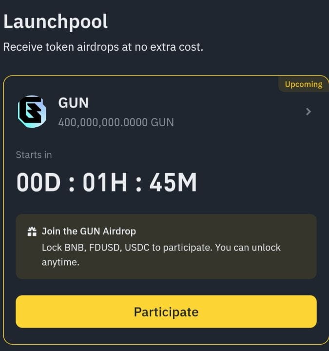 GUN TOKEN AIRDROP IS LOADING ON BINANCE — JUST 1 HOUR 40 MI | Will ...