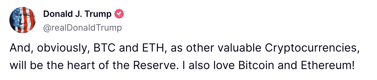 Trump Emphasizes Key Role of BTC and ETH in Potential U.S. Crypto ...