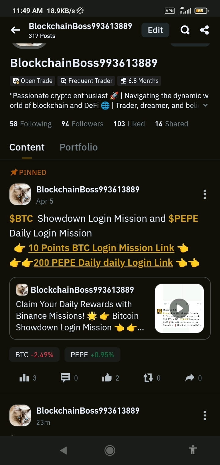 $BTC Login Mission Daily | BlockchainBoss993613889 on Binance Square