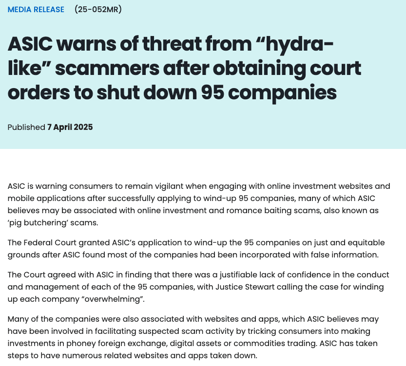 Australia warns of 'pyramid scheme' threats, court orders closure of 95 ...