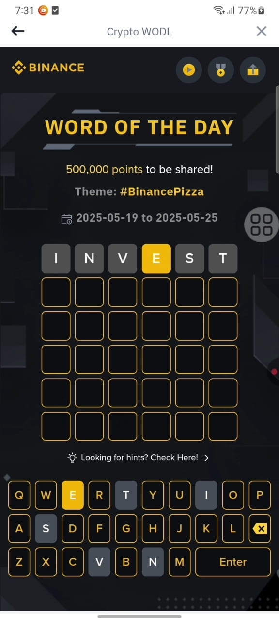 #Binance 6 letter word of the day answer today Date: 24 May 2025 ...