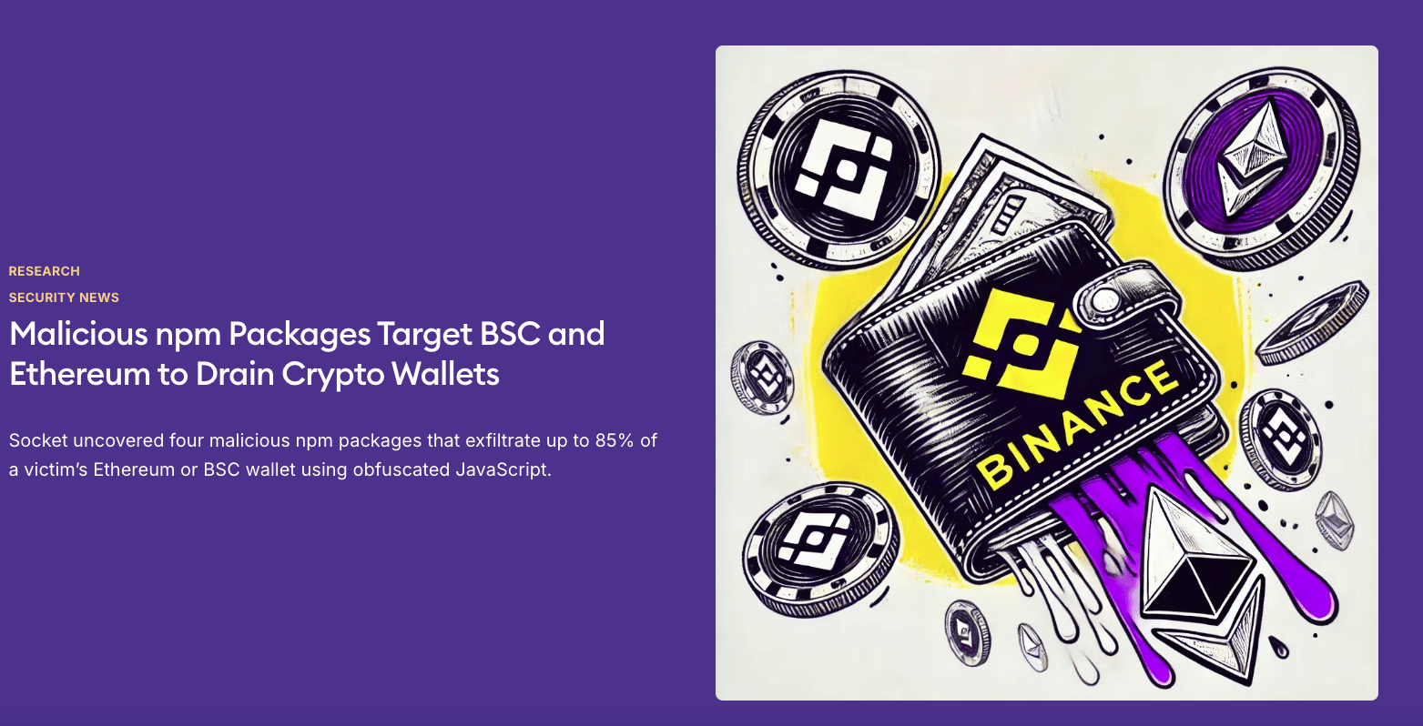 Socket detects malicious npm package, hacker attempts to steal 85% of ...