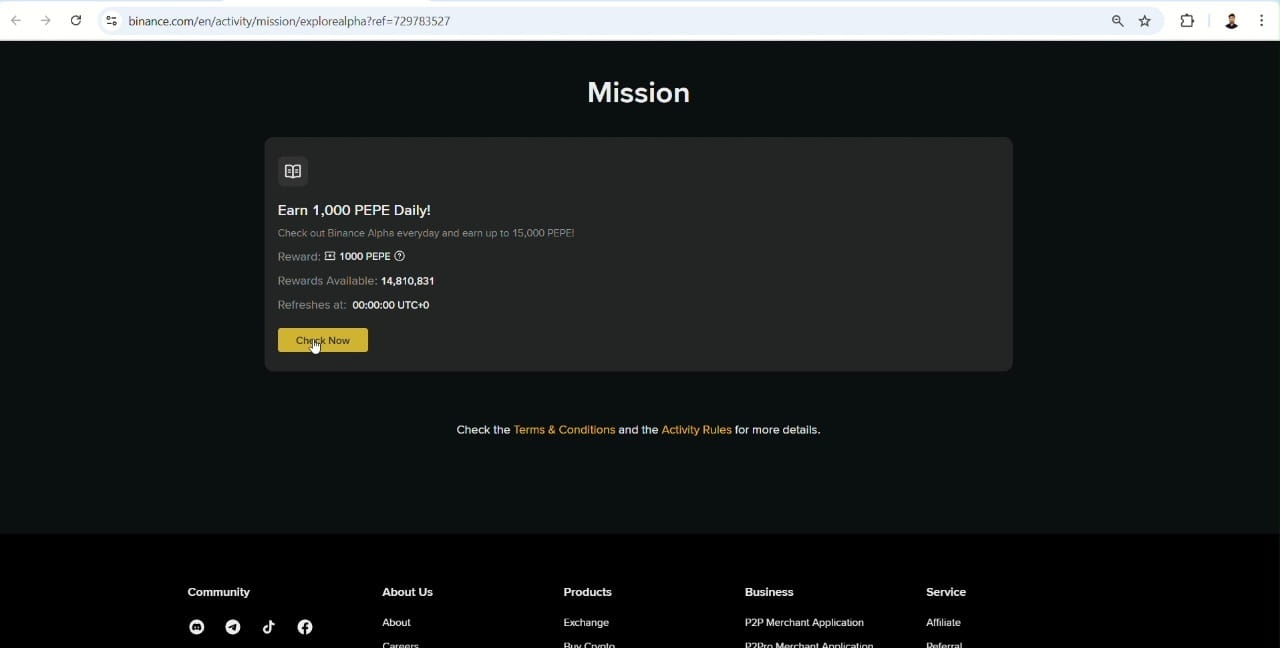 🚀 Earn 1,000 PEPE Daily with Binance Alpha Missions! A new opportunity ...