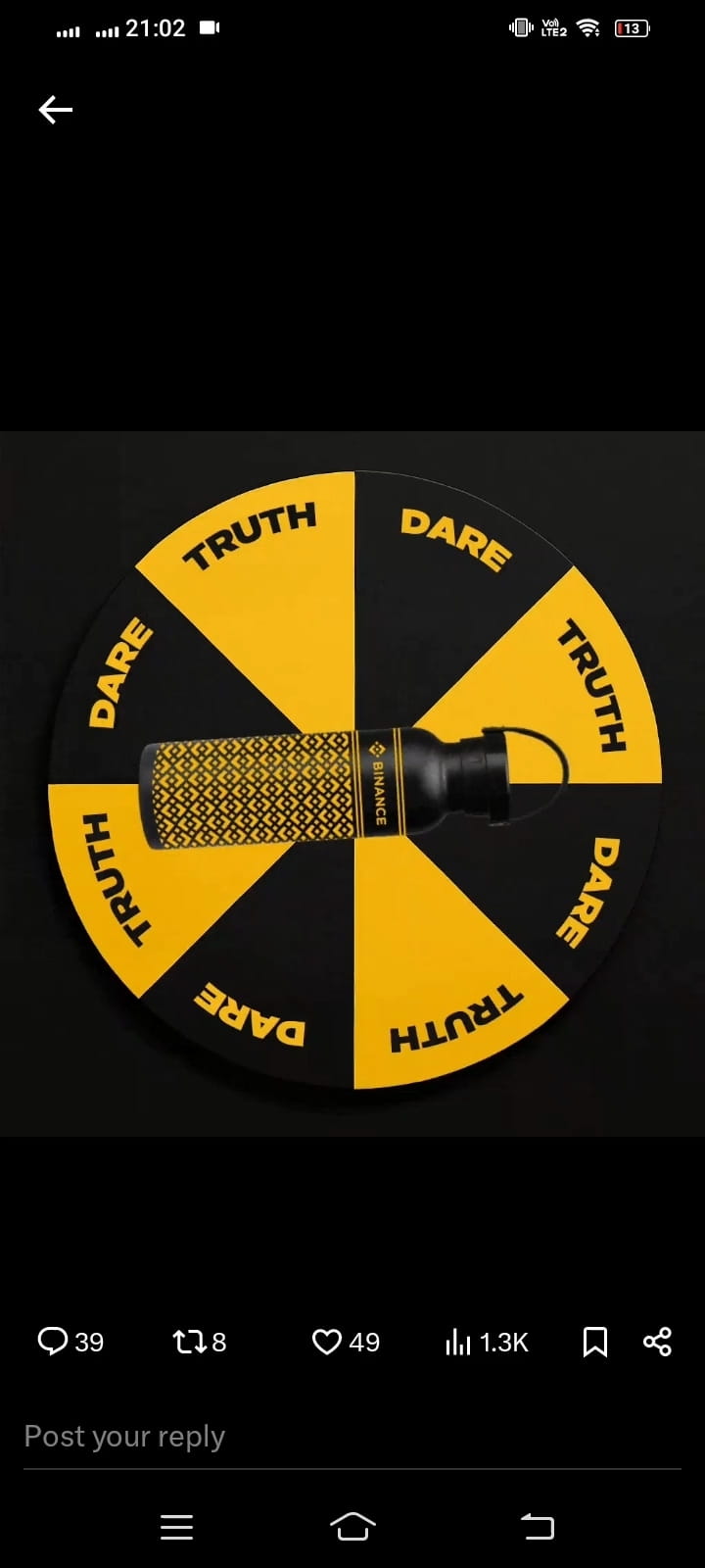 from Binance 📣 Day 1: Ready to spill the tea or show off your skills? Truth 🤫 What’s your guilty ...