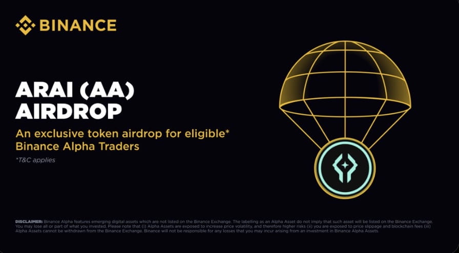 Binance Alpha to Feature ARAI (AA) on September 12, With Airdrop ...