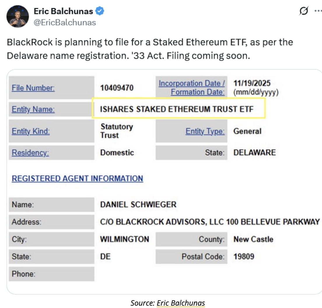 Ethereum News: BlackRock Files New iShares Staked Ethereum Trust as ...