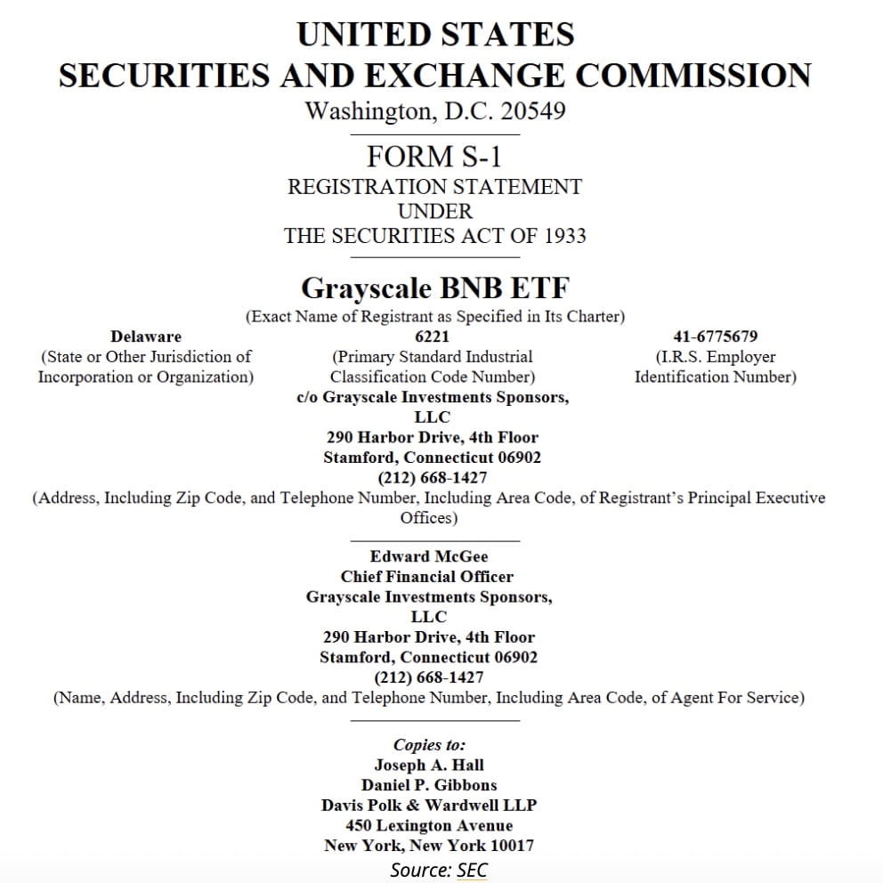 BNB News: Grayscale Files for Spot BNB ETF With SEC, Expanding Beyond ...