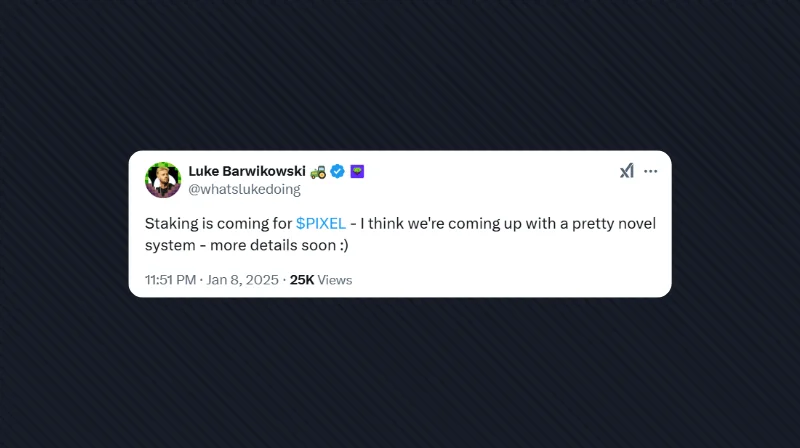 Pixels Founder: Upcoming Launch of PIXEL Token Staking Feature ...