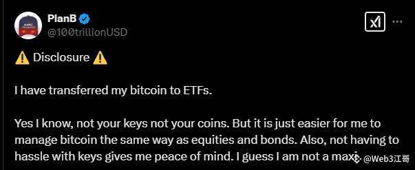Bitcoin faith collapses? PlanB turns to ETF, saying goodbye | Web3江哥 on ...