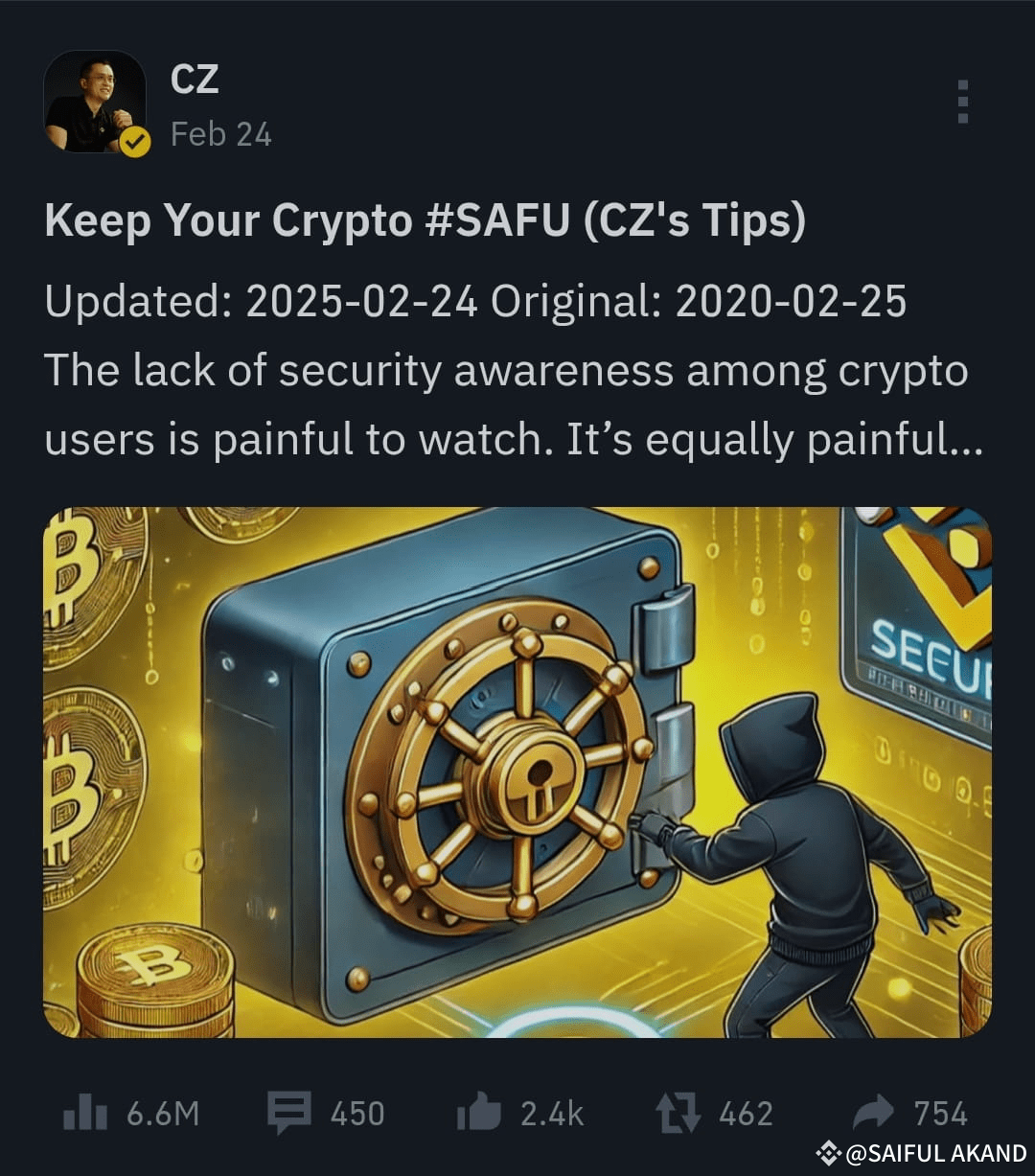He's on it again.... Co-founder of Binance said , keep your | SAIFUL ...