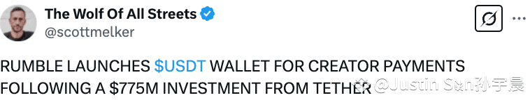 Happy to see USDT on TRON Powers Rumble now. https://x.com/ | Justin ...